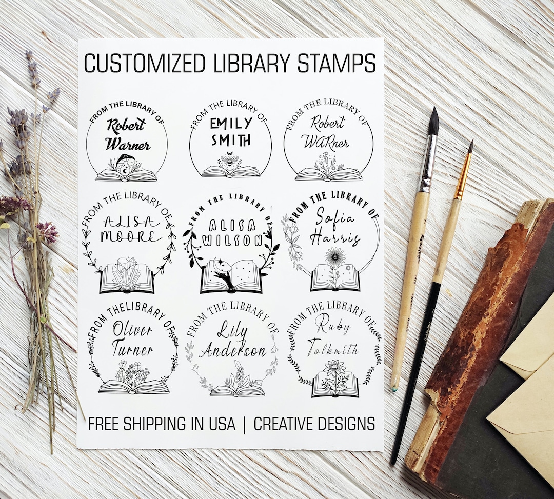 Custom Library Stamp, From the Library of Stamp, Book Stamp, This Book ...