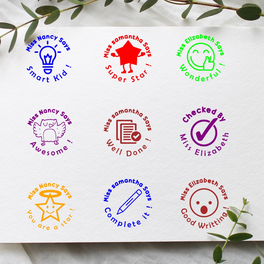 Personalized Teacher Stamp, Teacher Grading Stamp, Teacher Marking Stamp, Custom Teacher Stamp ...