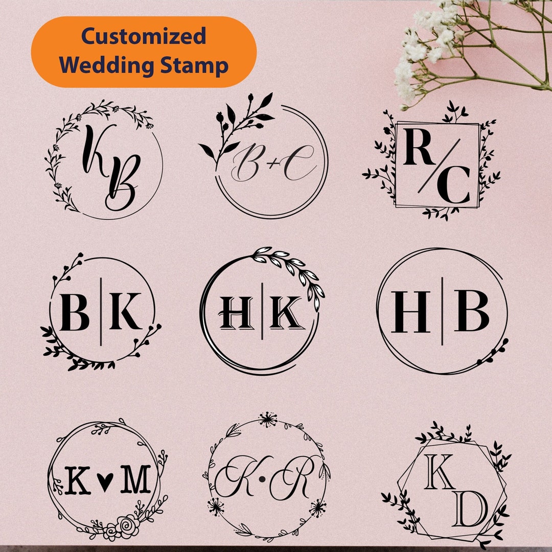 Wedding Invitation Stamp, Personalized Wedding Stamp, Couple Monogram ...