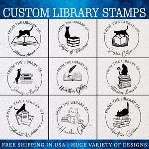 From the Library of Stamp, Book Stamp, Cat Library Stamp, Book Lover ...