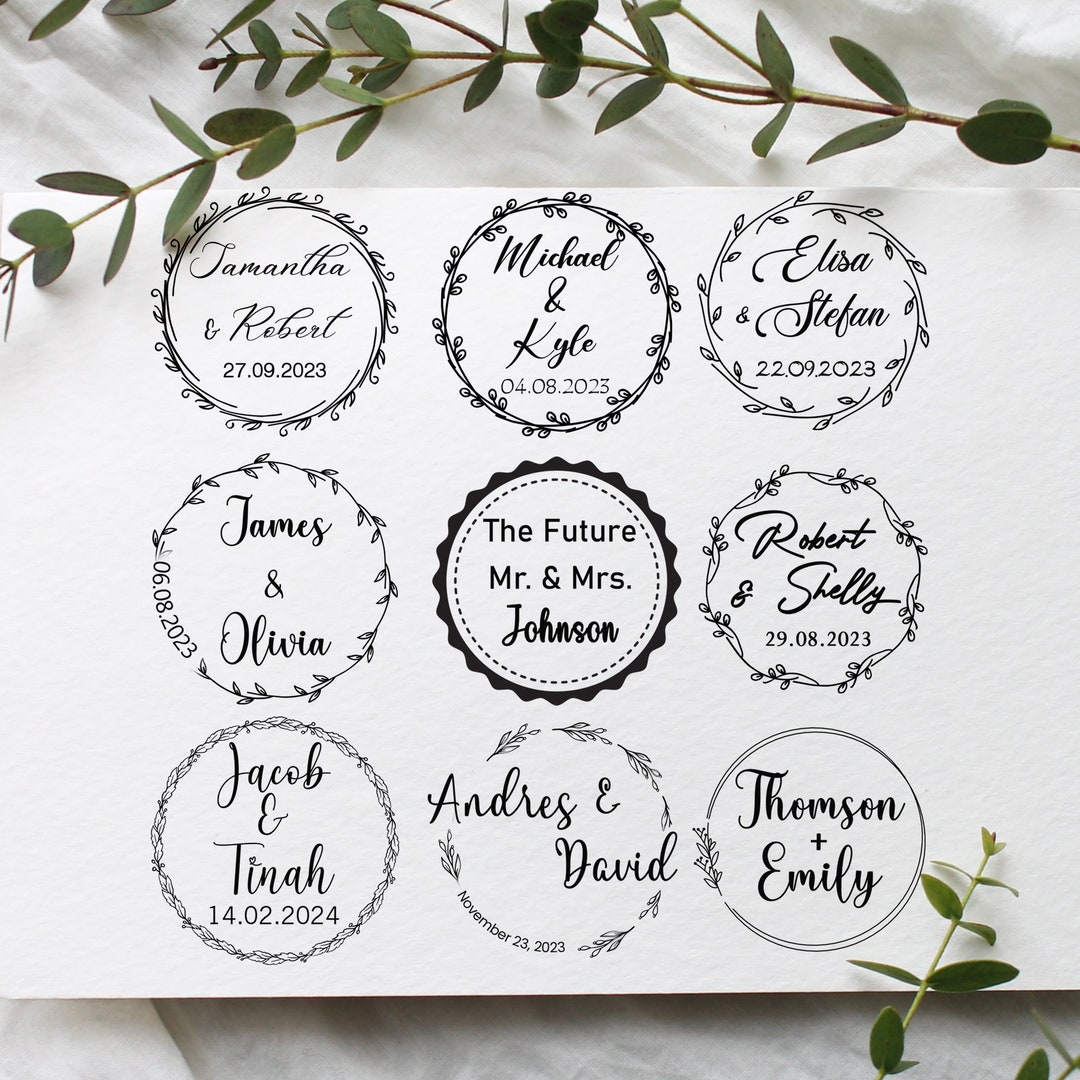 Custom Wedding Stamp - Personalized Invitation Couple Name Monogram ...