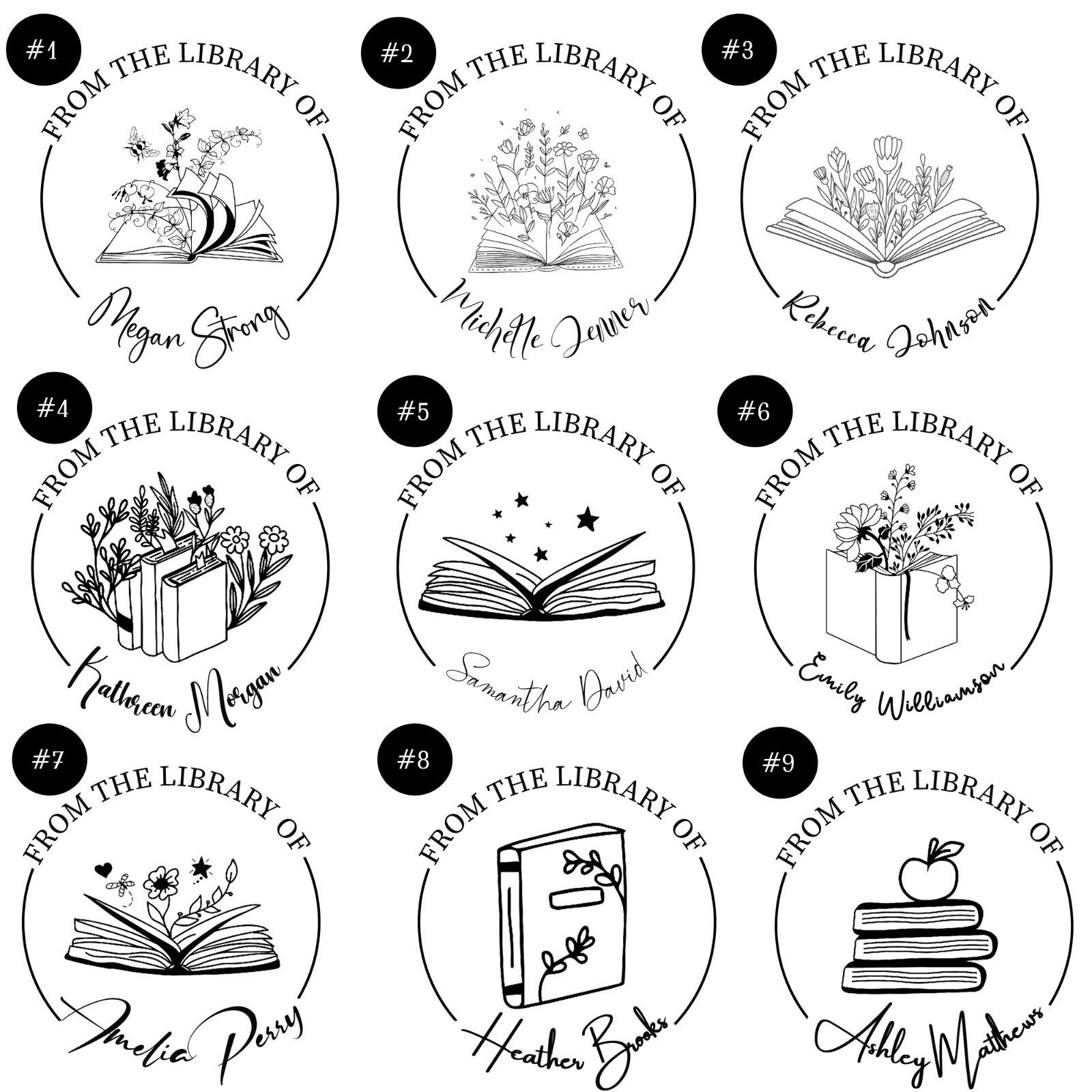 Floral Book Library Stamp This Book Belongs To Library - Etsy