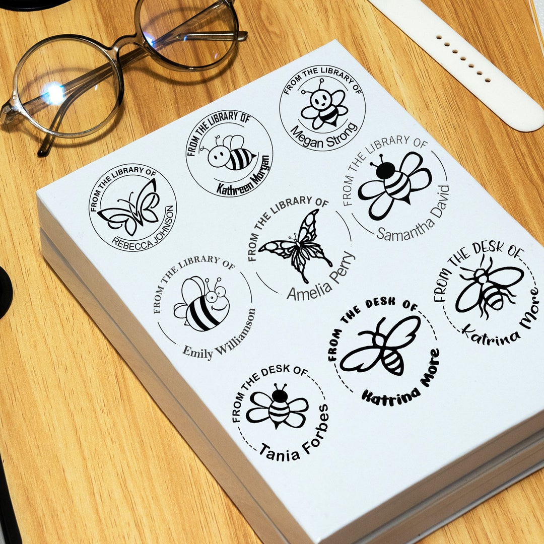 Bee Library Stamp, From the Library of Stamp, Ex Libris Stamp, Book ...