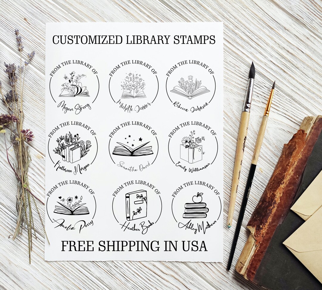 Floral Book Library Stamp, This Book Belongs To, Library Stamper, Ex ...