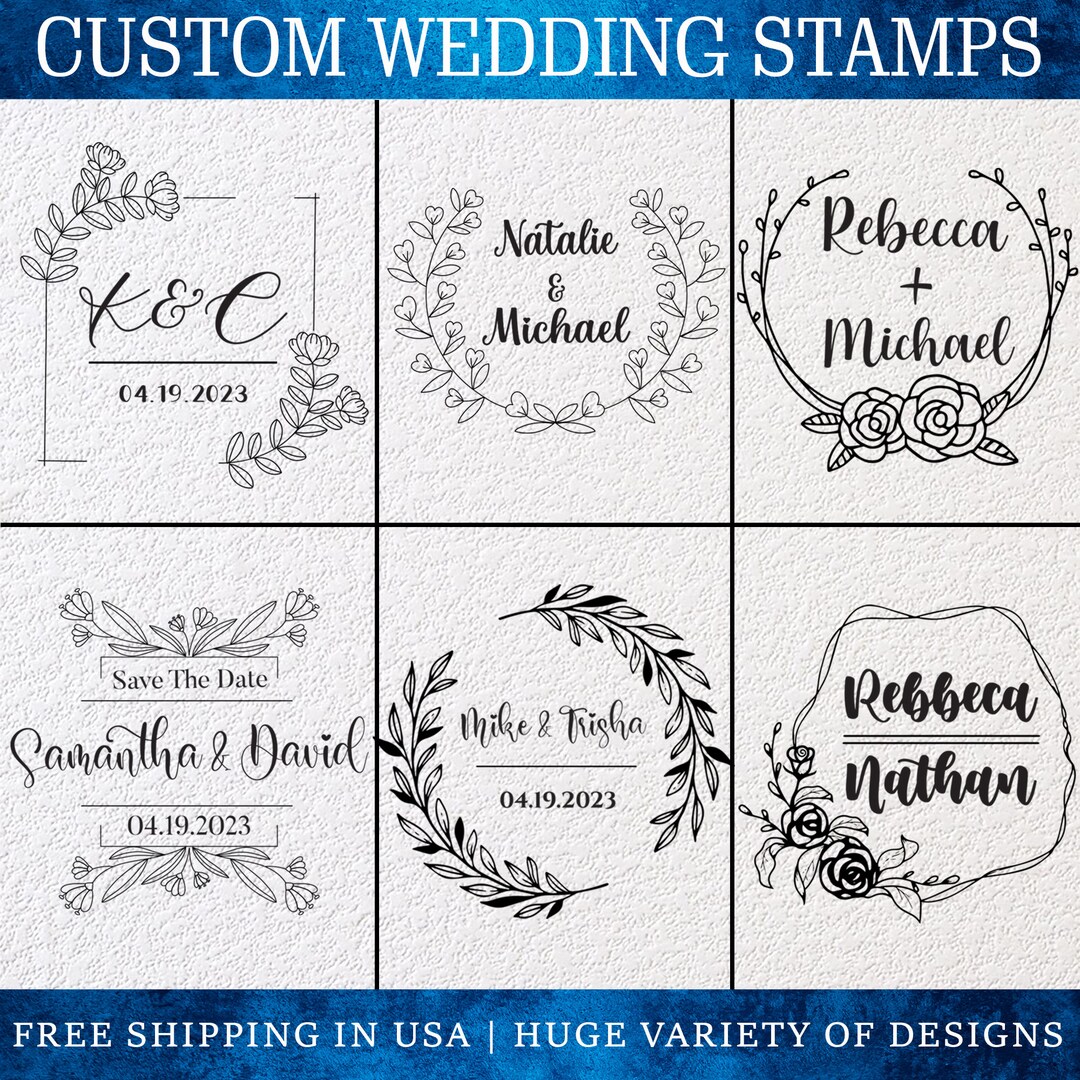 Wedding Invitation Stamp With Custom Name and Monogram - Personalized ...