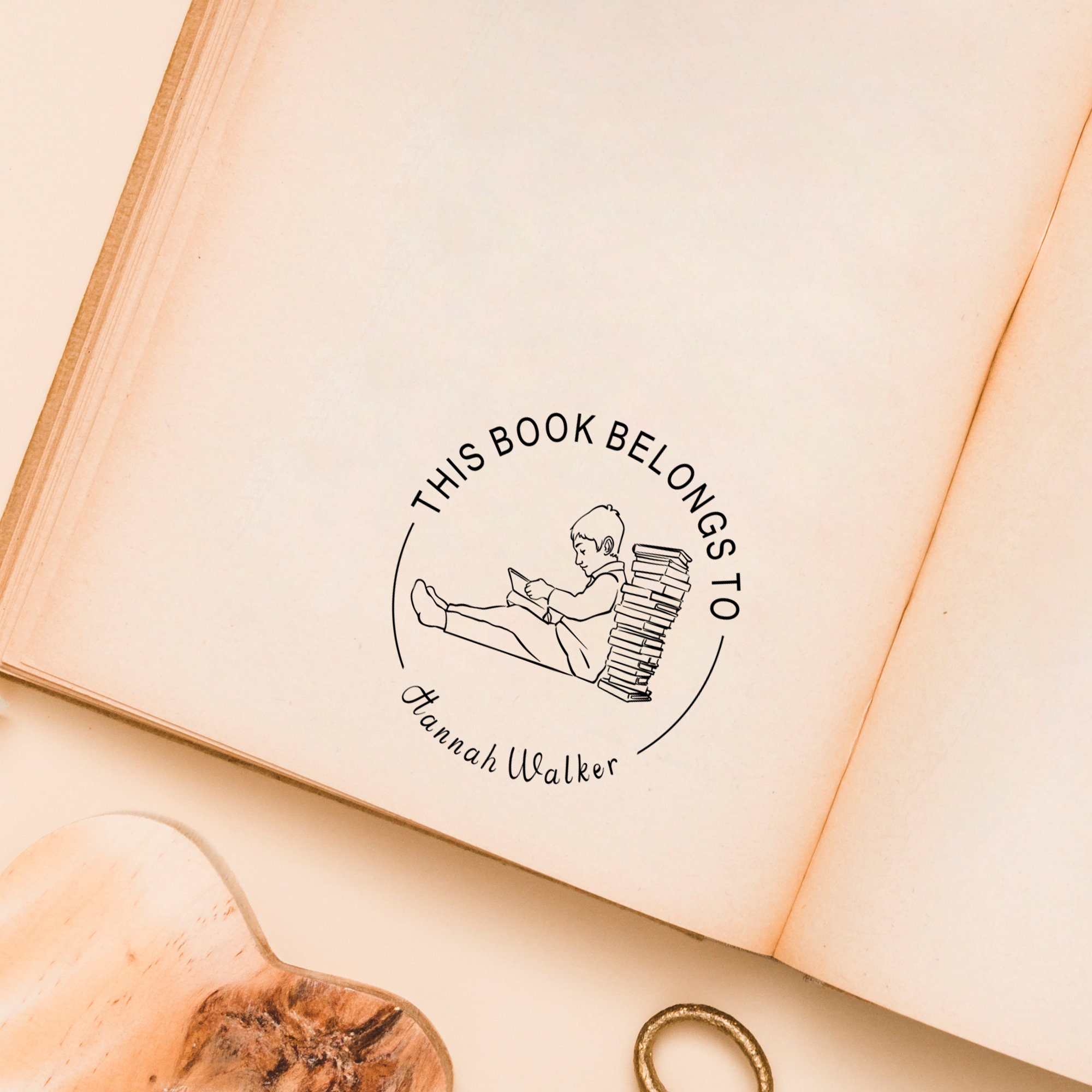 Custom Book Stamp. Self Ink or Wood Handle. Personalized With - Etsy