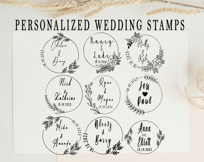 Custom Wedding Stamp for Favors, Initials Save the Date Wedding Stamp ...