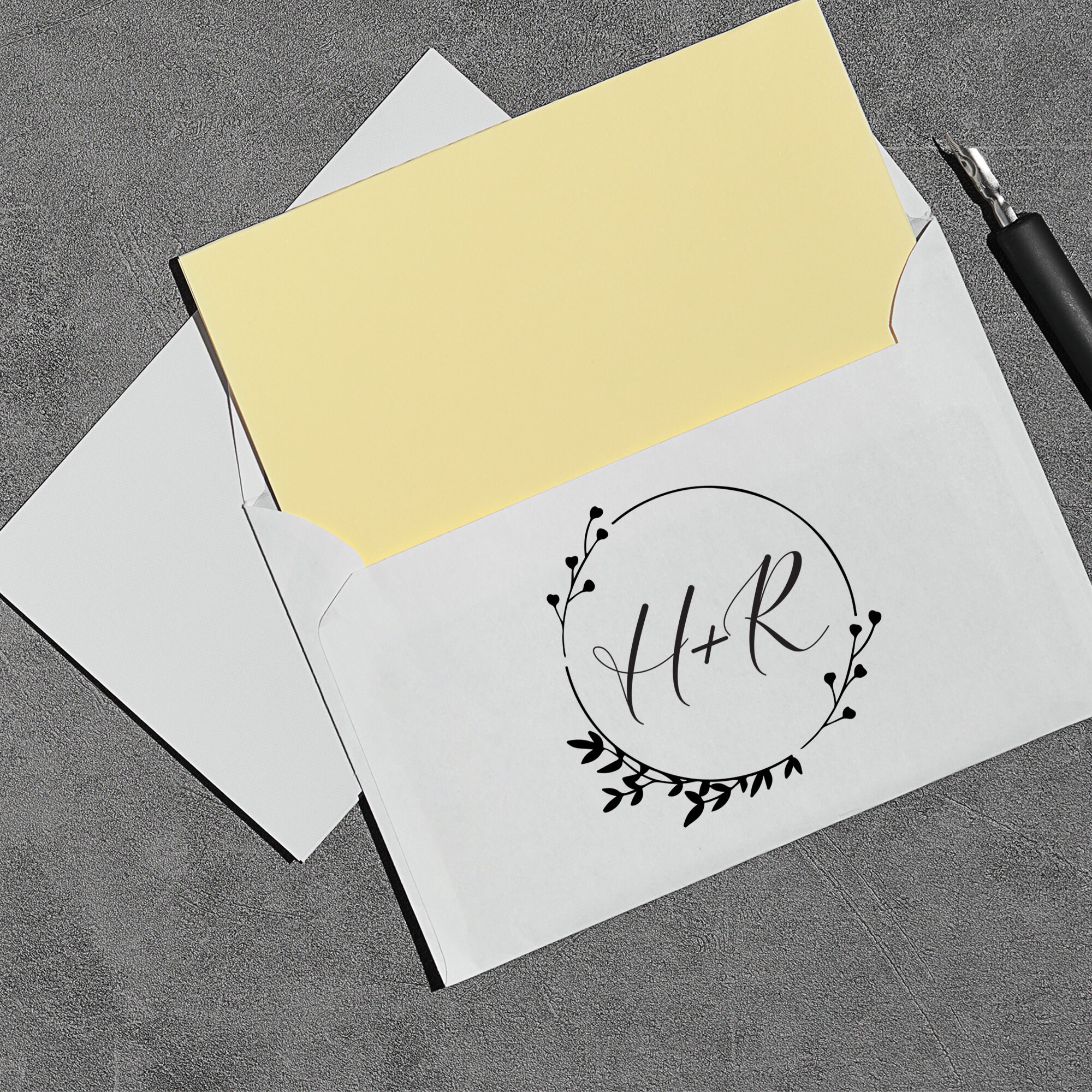 Personalized Wedding Monogram Rubber Stamp: Initials & Date - Etsy