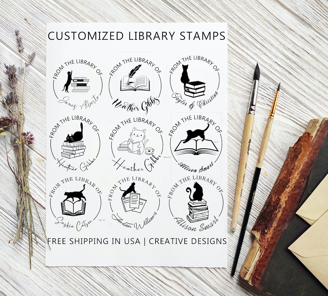 From the Library of Stamp, Book Stamp, Cat Library Stamp, Book Lover ...