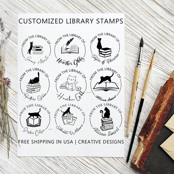 Library Stamp - Etsy