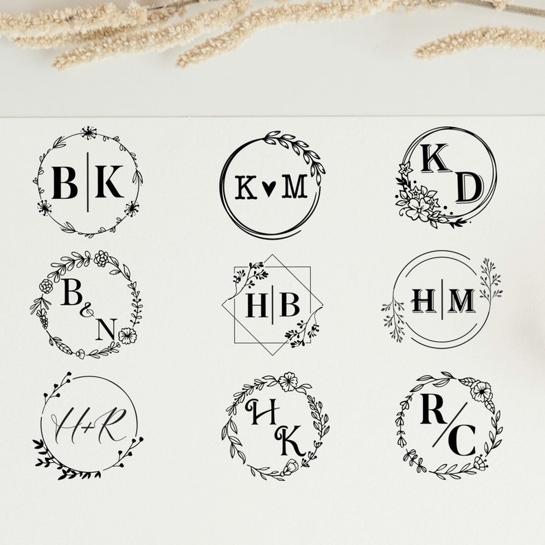 Personalized Wedding Monogram Rubber Stamp: Initials & Date - Etsy