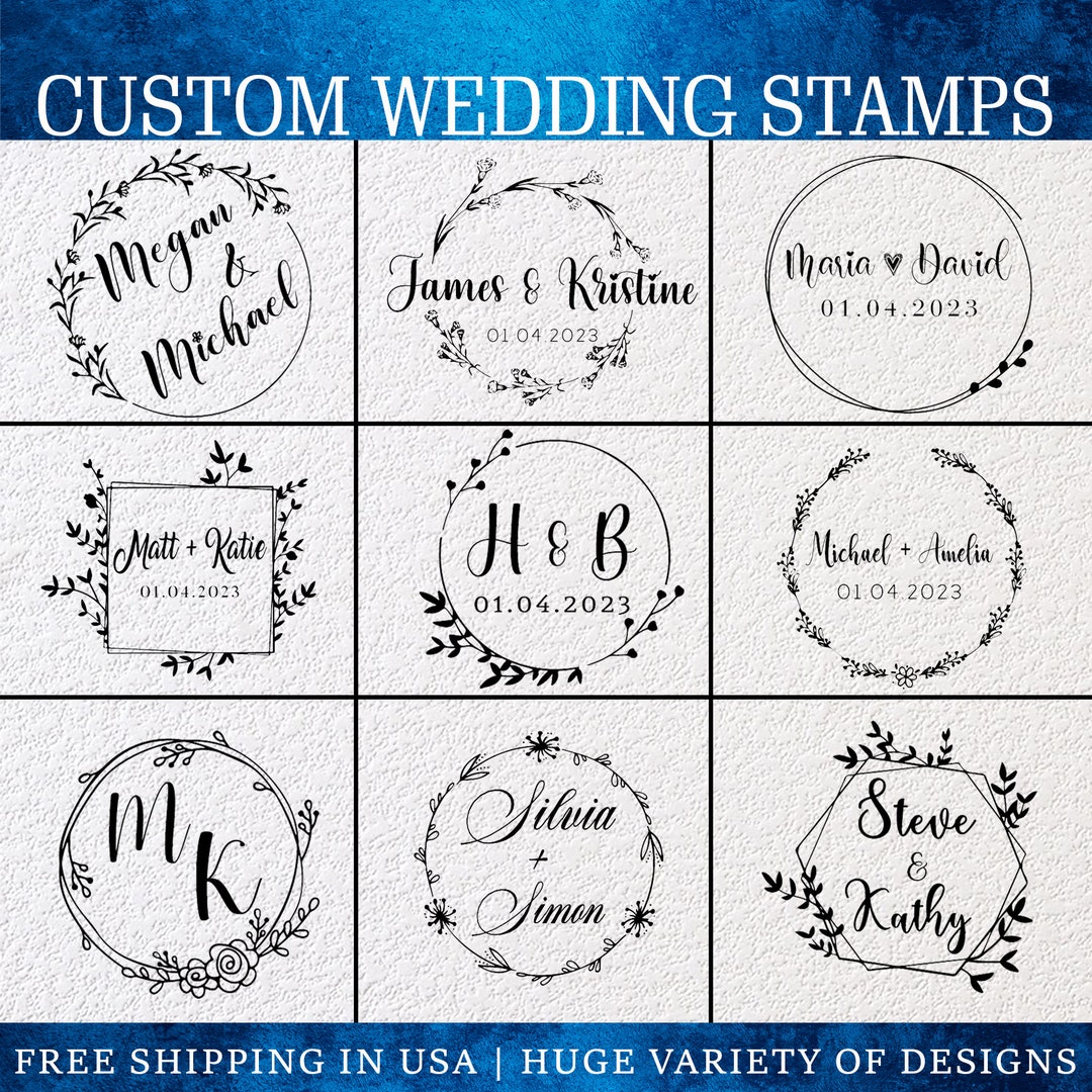 Custom Wedding Monogram Stamp Save the Date Self Ink Rubber - Etsy