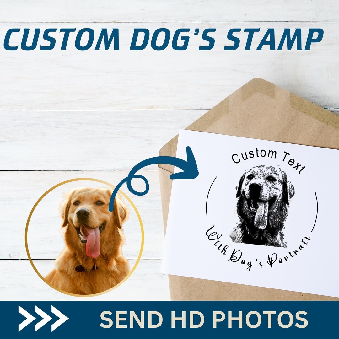 Custom Dog Face Stamp, Dog Portrait, Dog Sketch Stamp, Custom Pet Face ...
