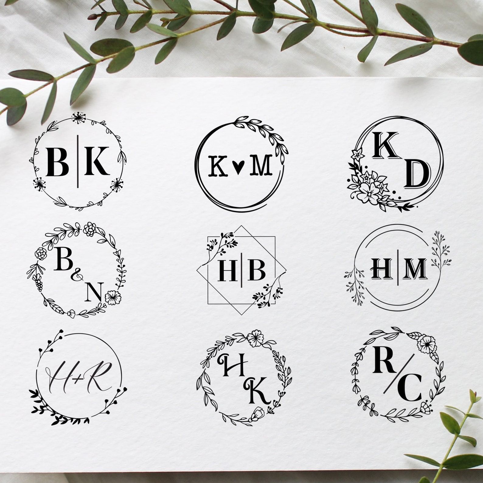 Personalized Wedding Monogram Rubber Stamp: Initials & Date - Etsy