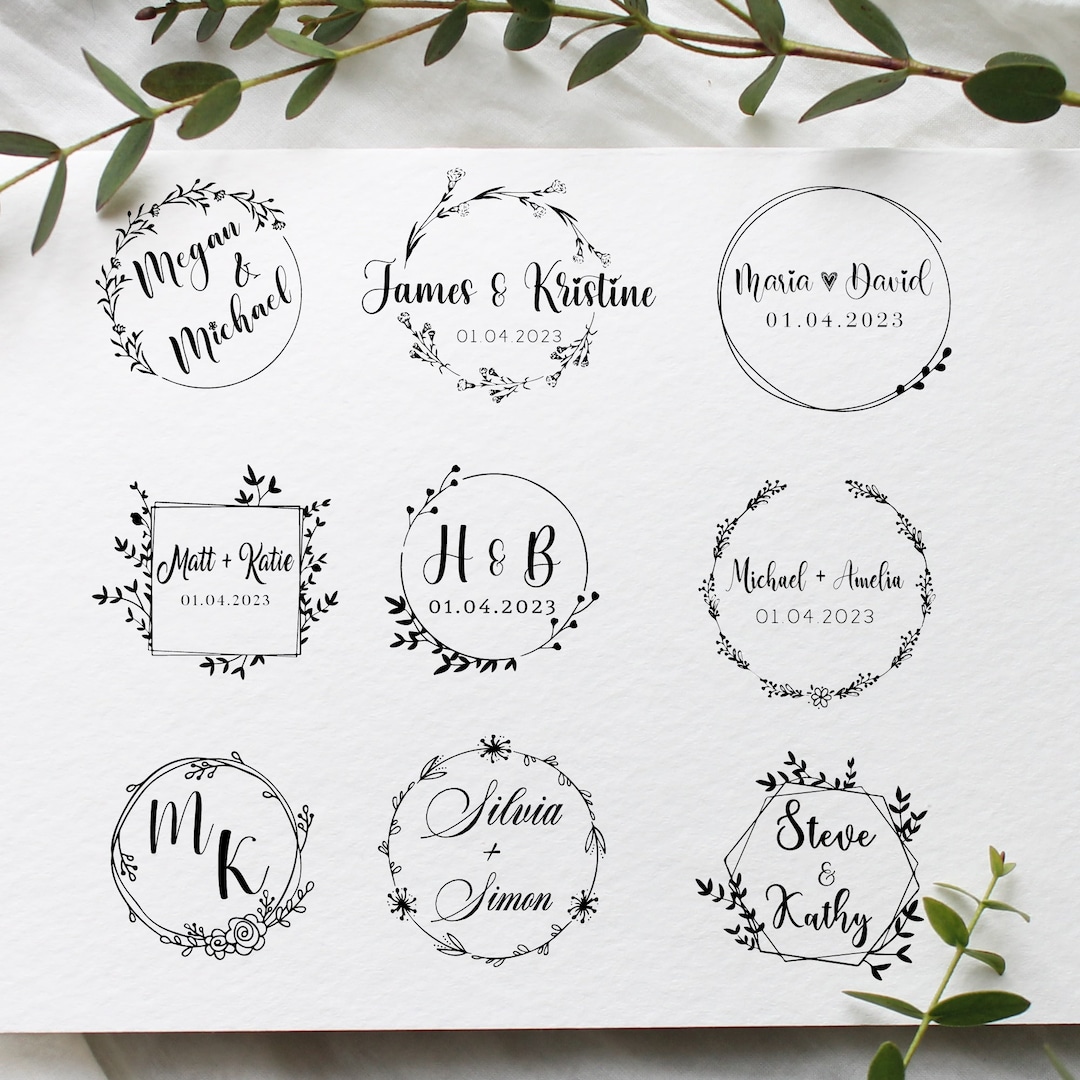 Custom Wedding Stamp - Personalized Couple Name Monogram Envelope ...