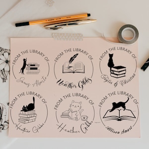 From the Library of Stamp, Book Stamp, Cat Library Stamp, Book Lover ...