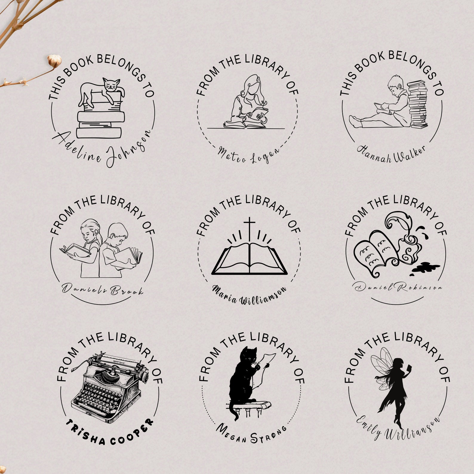 Custom Book Stamp. Self Ink or Wood Handle. Personalized With Your Name ...