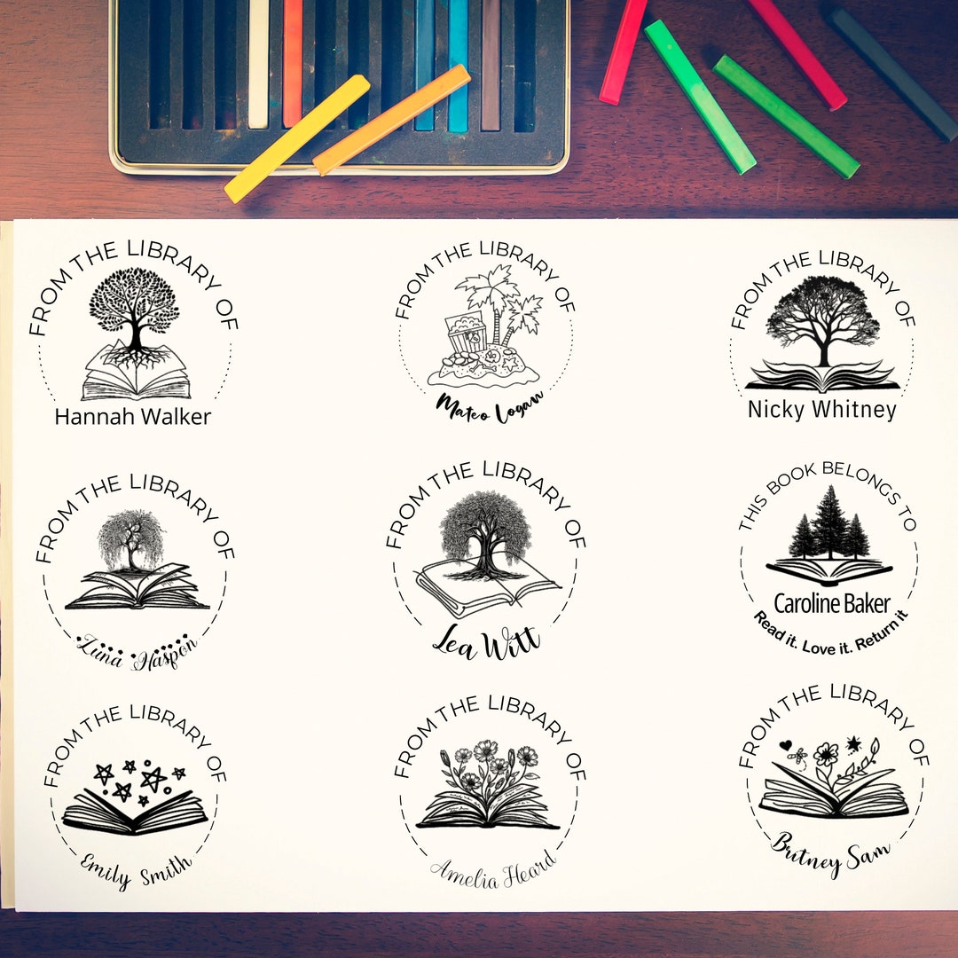 Custom Library Stamp, From the Library of Stamp, Book Name Stamp, Book ...