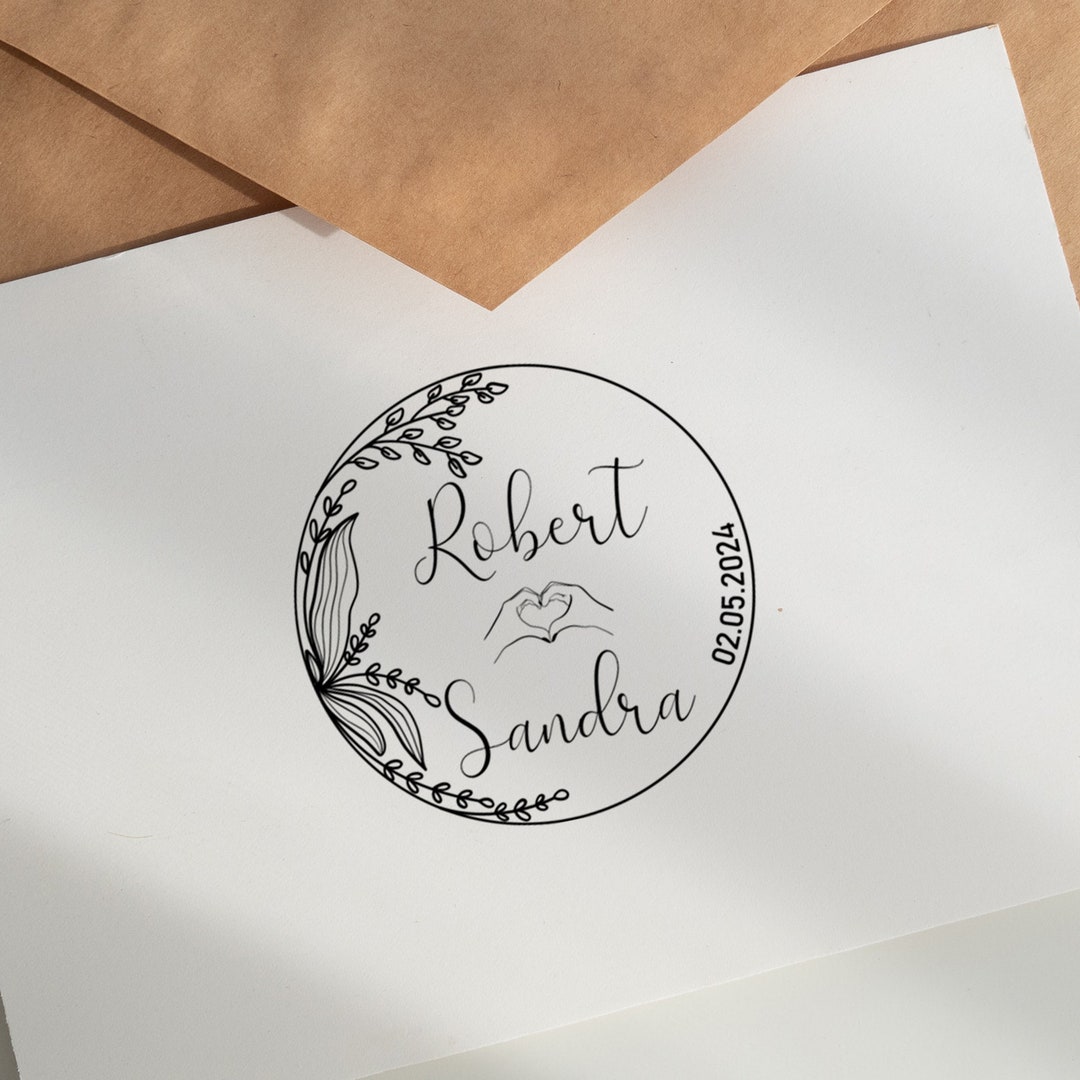 Personalized Wedding Envelope Stamp: Floral Couple Name Stamper - Etsy