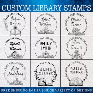Custom Library Stamp, From the Library of Stamp, Book Stamp, This Book ...