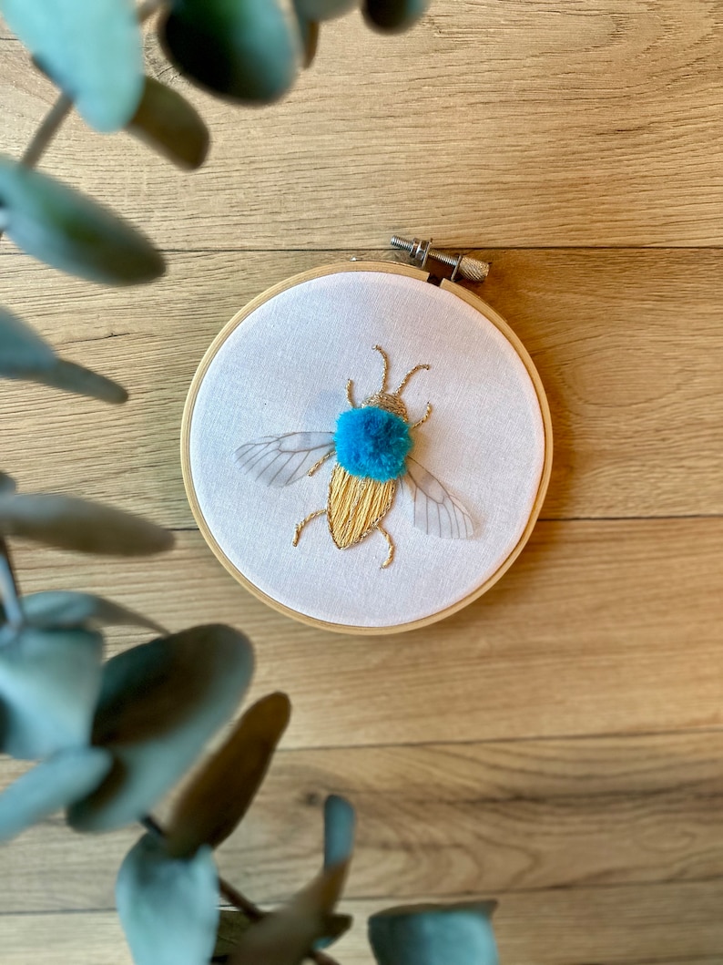Beetle Bee Fantasy With Wings Embroidered Embroidery Insect Colorful ...