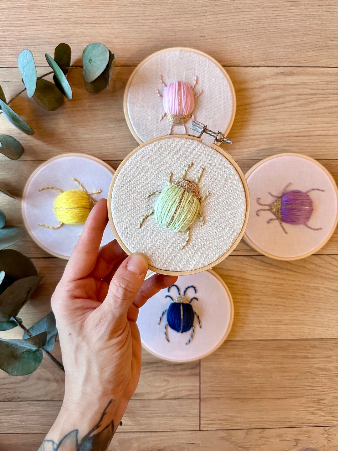 Classic Embroidered Beetle Hand Embroidered Insects Beetle Mural ...