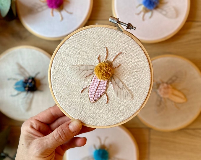 Beetle Bee Fantasy With Wings Embroidered Embroidery Insect Colorful ...