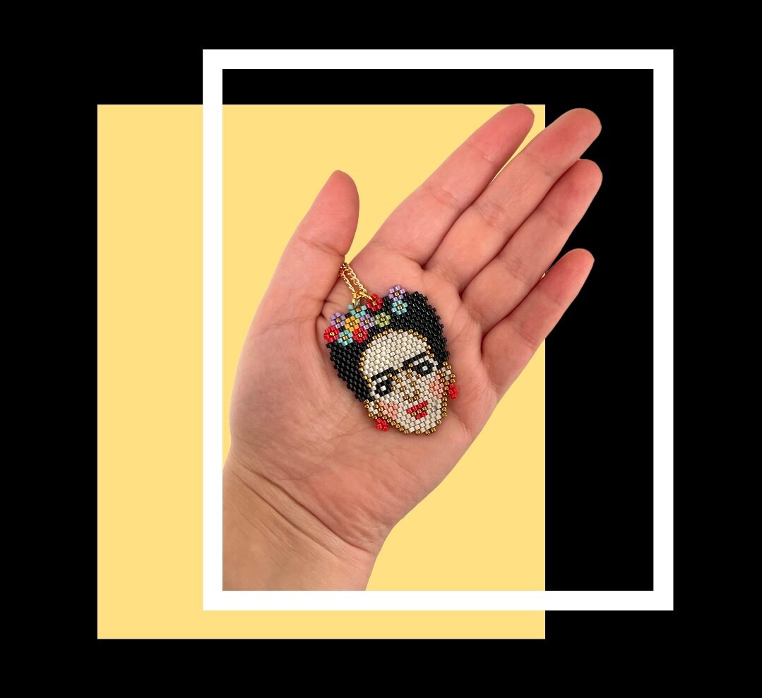 Frida Kahlo Necklace Miyuki Beads Multicolor , Frida Kahlo Jewelry ...