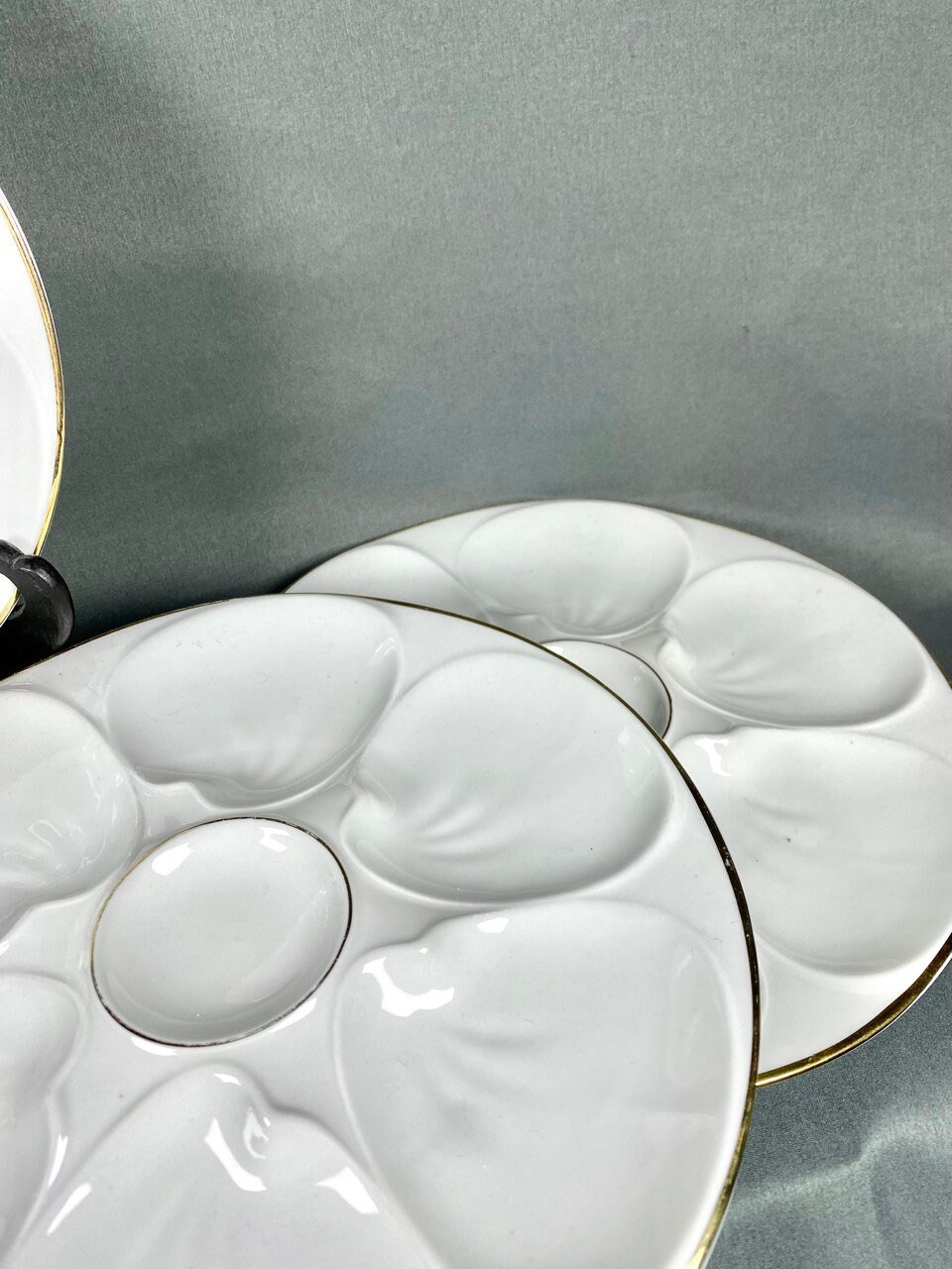 Gold Trim Oyster Plates Edelstein Gold Oyster Plates, Vintage White ...