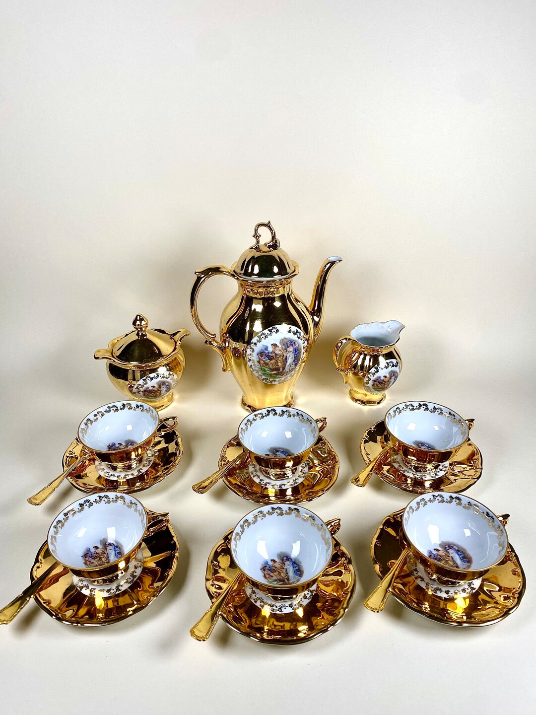 Germany Porcelain Coffee Set Gilt Gold, Vintage Germany China, Vintage ...