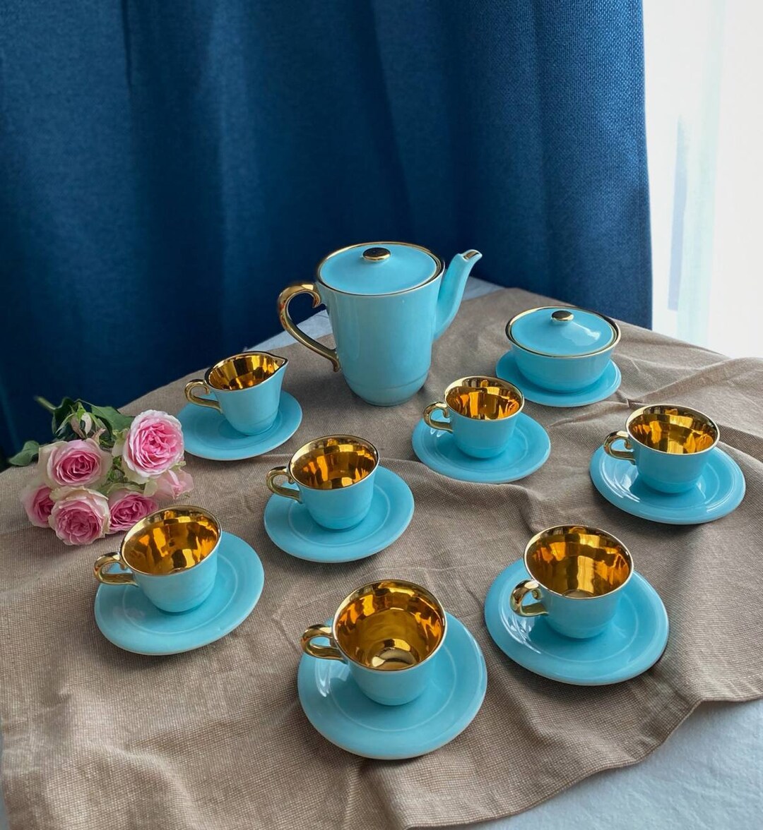 Set of 6 Vintage Espresso Cups, Coffee Set, Andree Bayer, 1950s, Hand ...