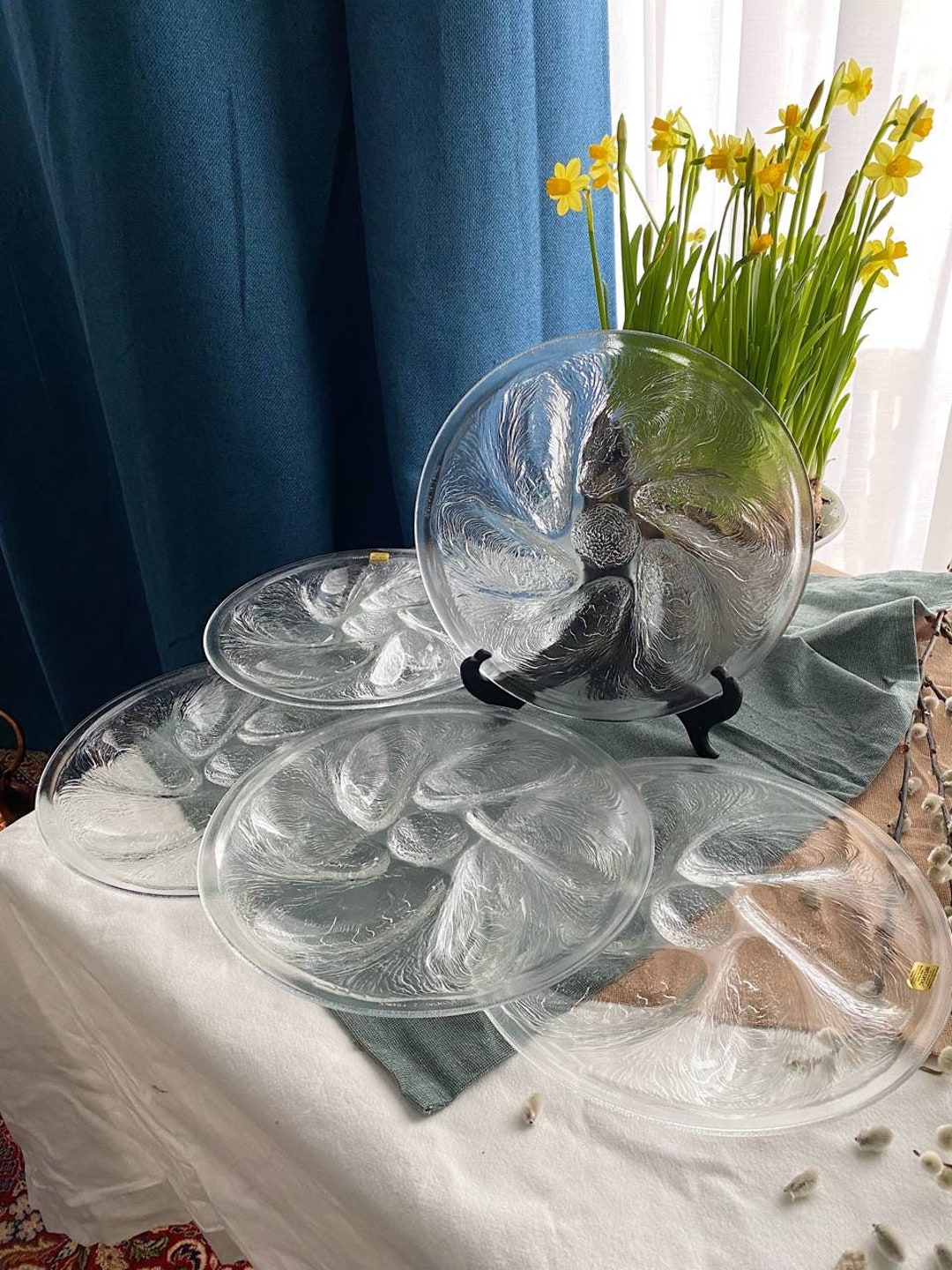 Set 6 Vintage Oyster Plates, French Arcoroc Plate, Oyster Plate Set of ...