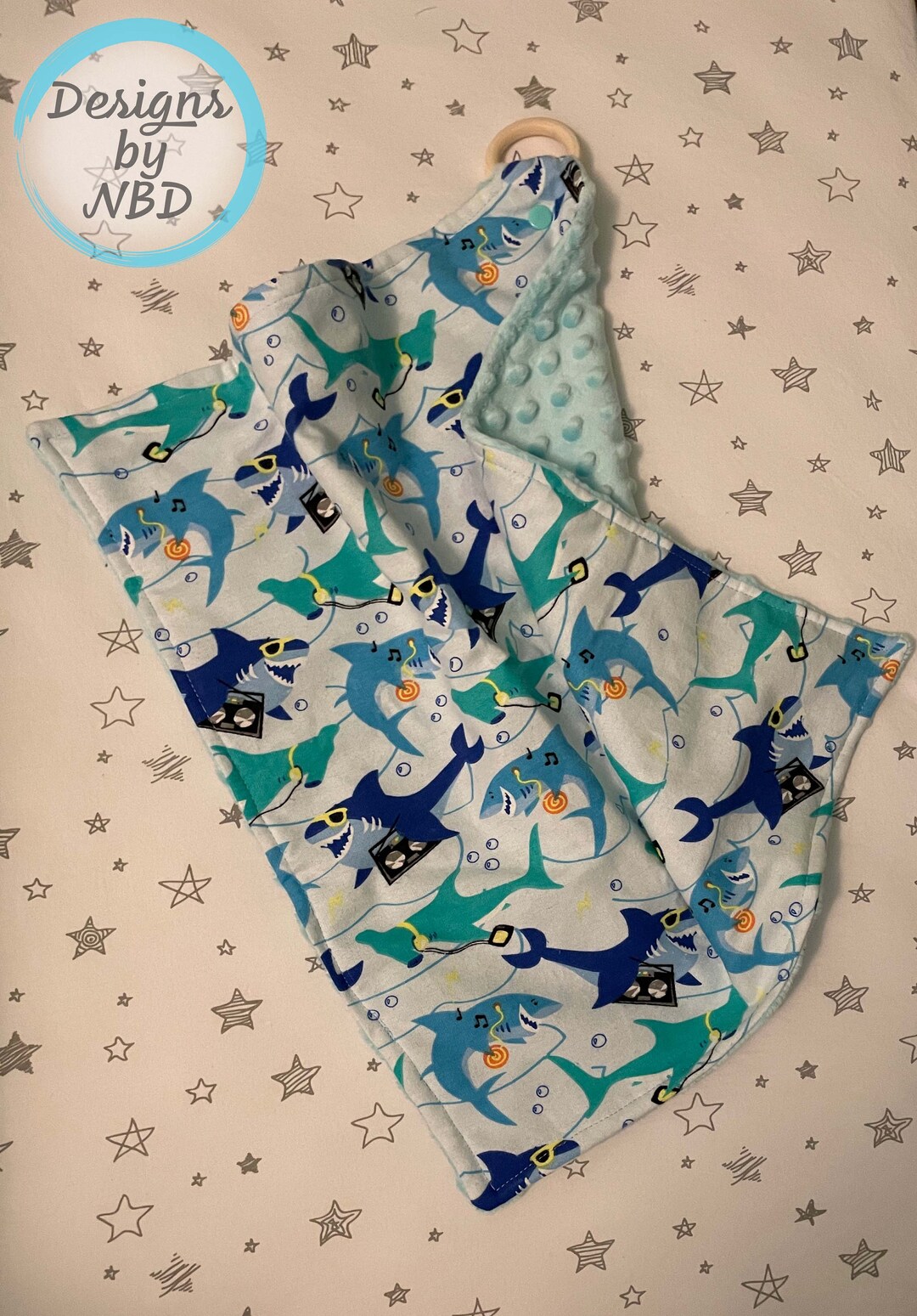 Personalized Shark Baby Lovey: Minky Fleece Blanket - Etsy