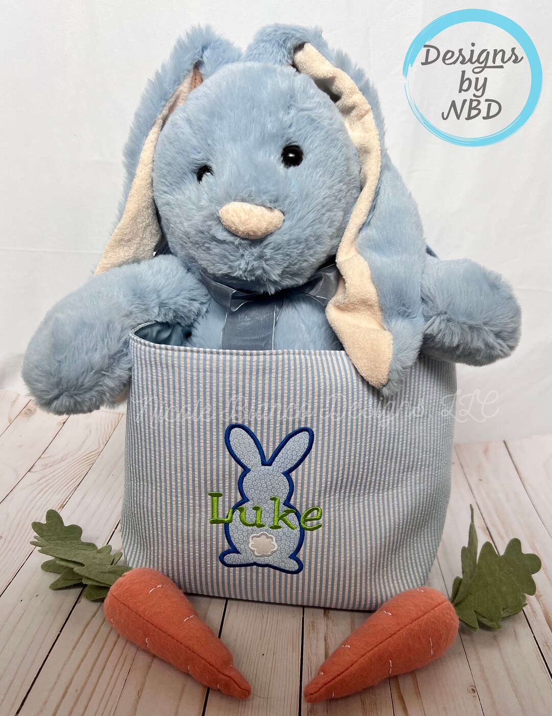 15" Custom Bunny Rabbit Plush and Basket Bundle - Toddler, Newborn ...