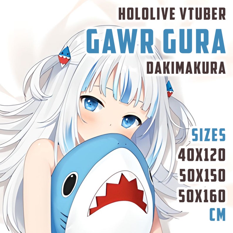 Dakimakura - Gawr Gura Hololive Anime Body Pillow Cover Case - Double ...