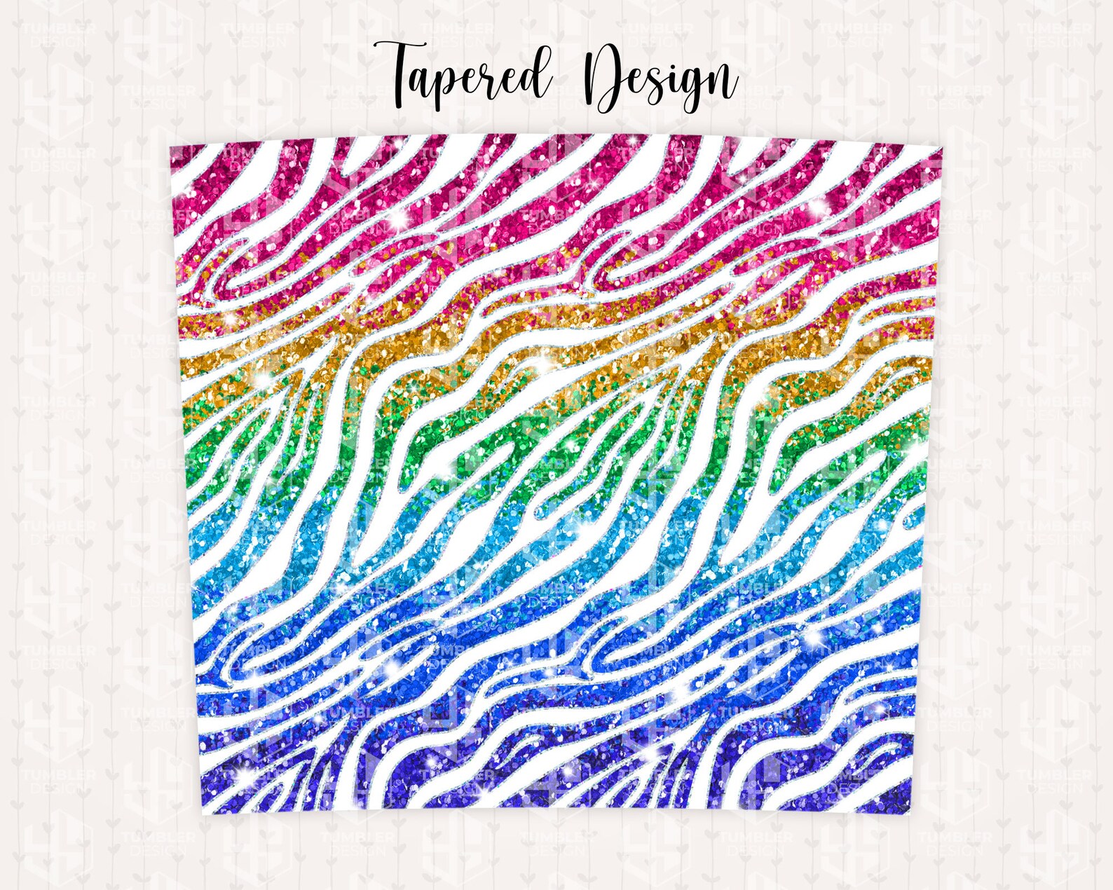 Rainbow Zebra Glitter Tumbler PNG Colorful Sparkle | Etsy