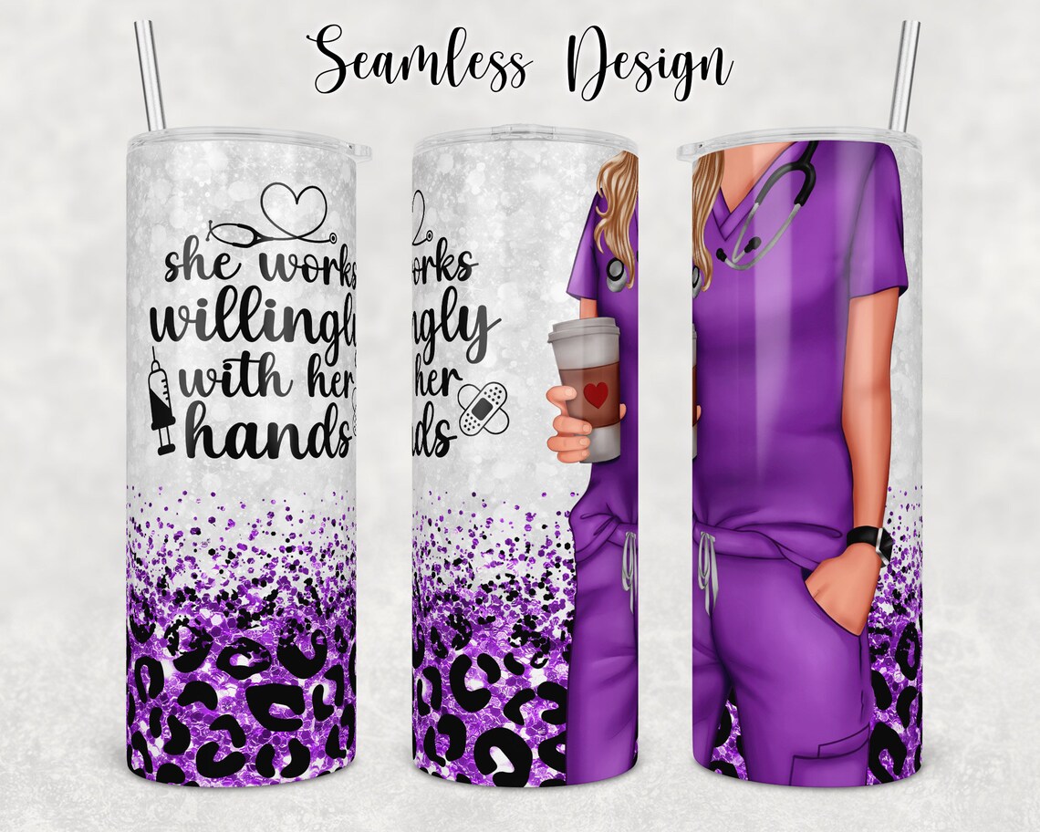 Purple Glitter Nurse Tumbler PNG Nurse Appreciation - Etsy