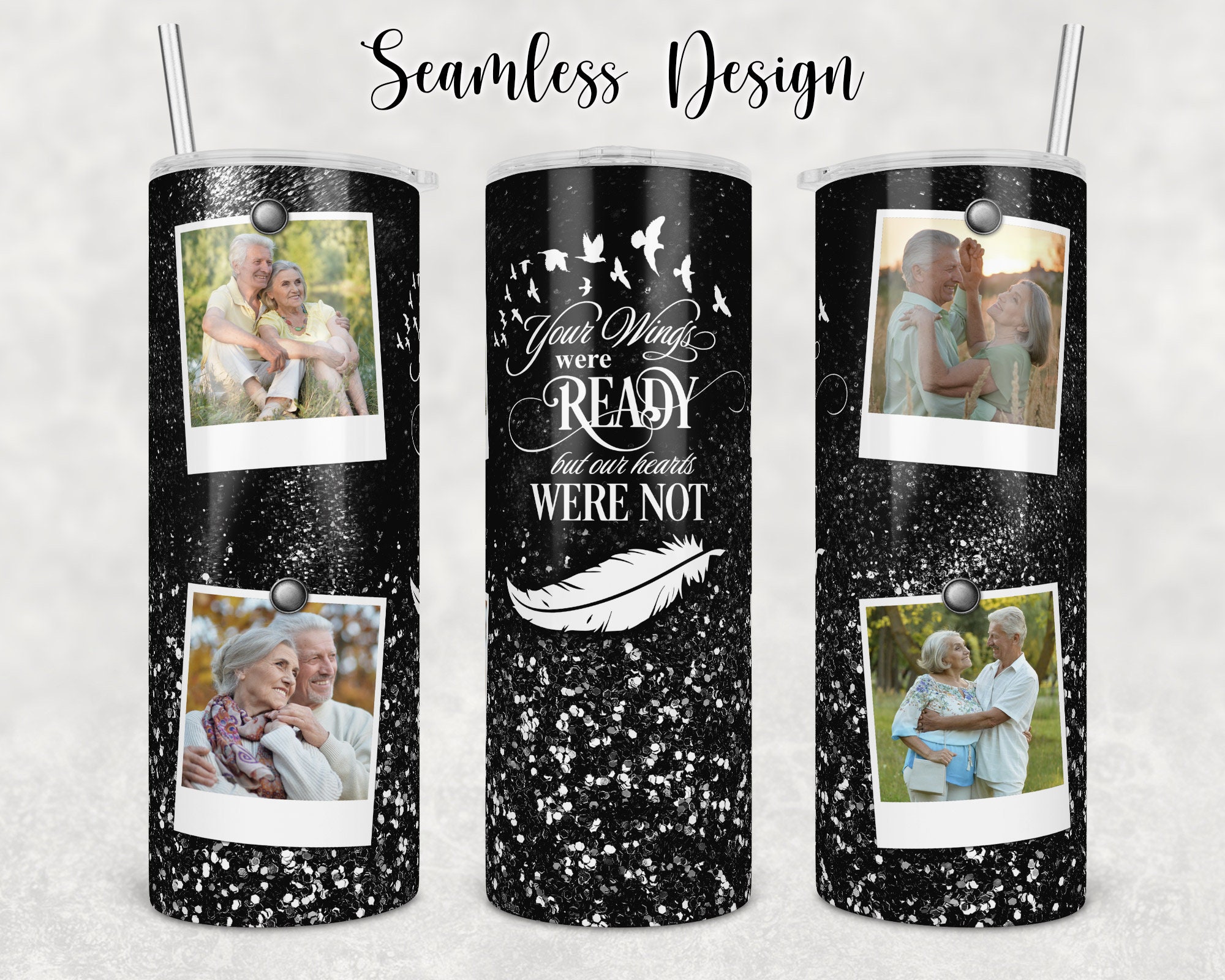 Glitter Memorial Tumbler Wrap Your Wings Were Ready but Our | Etsy