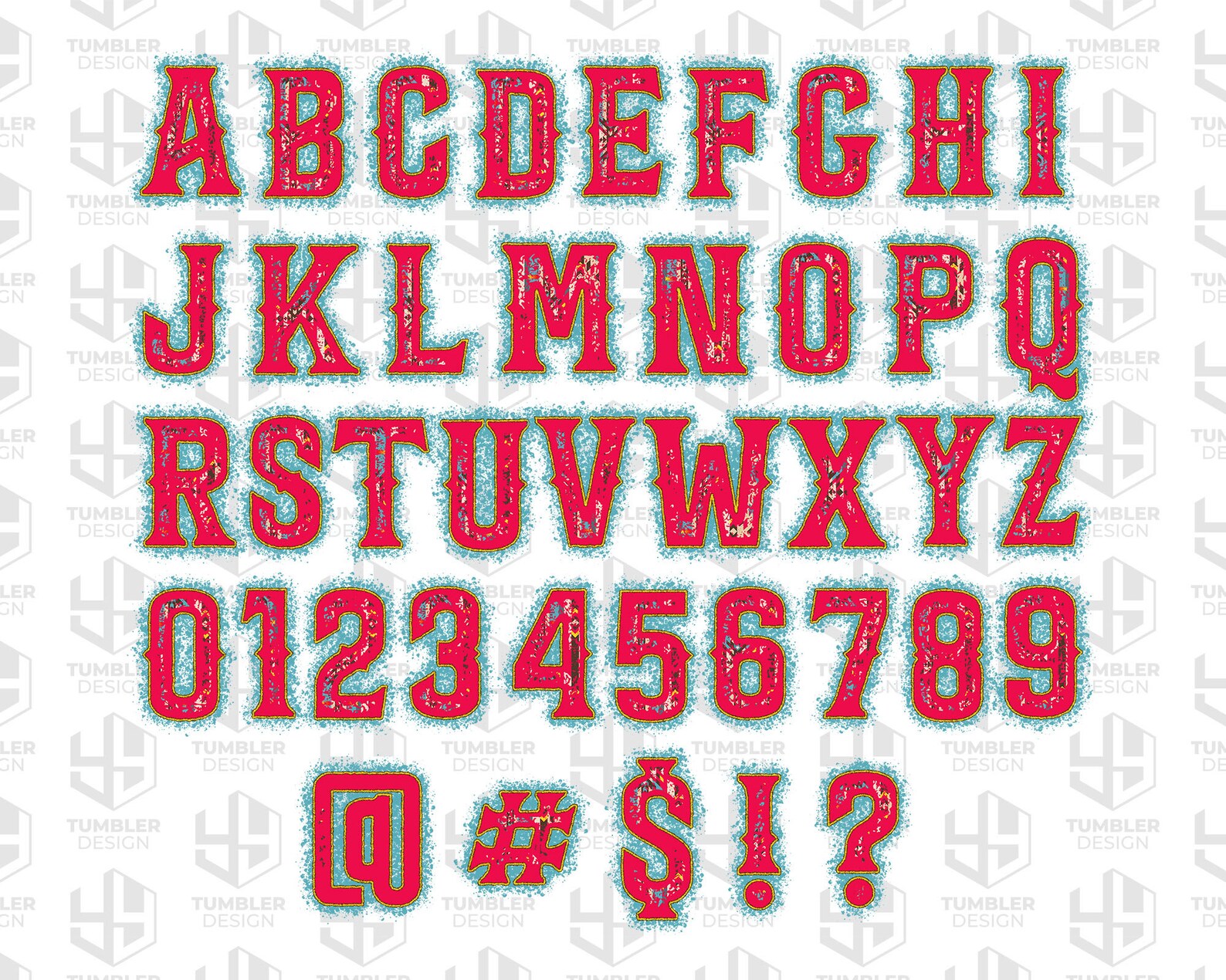 Red Distressed Letter PNG, Distressed Alphabet PNG, Teal Splatter ...