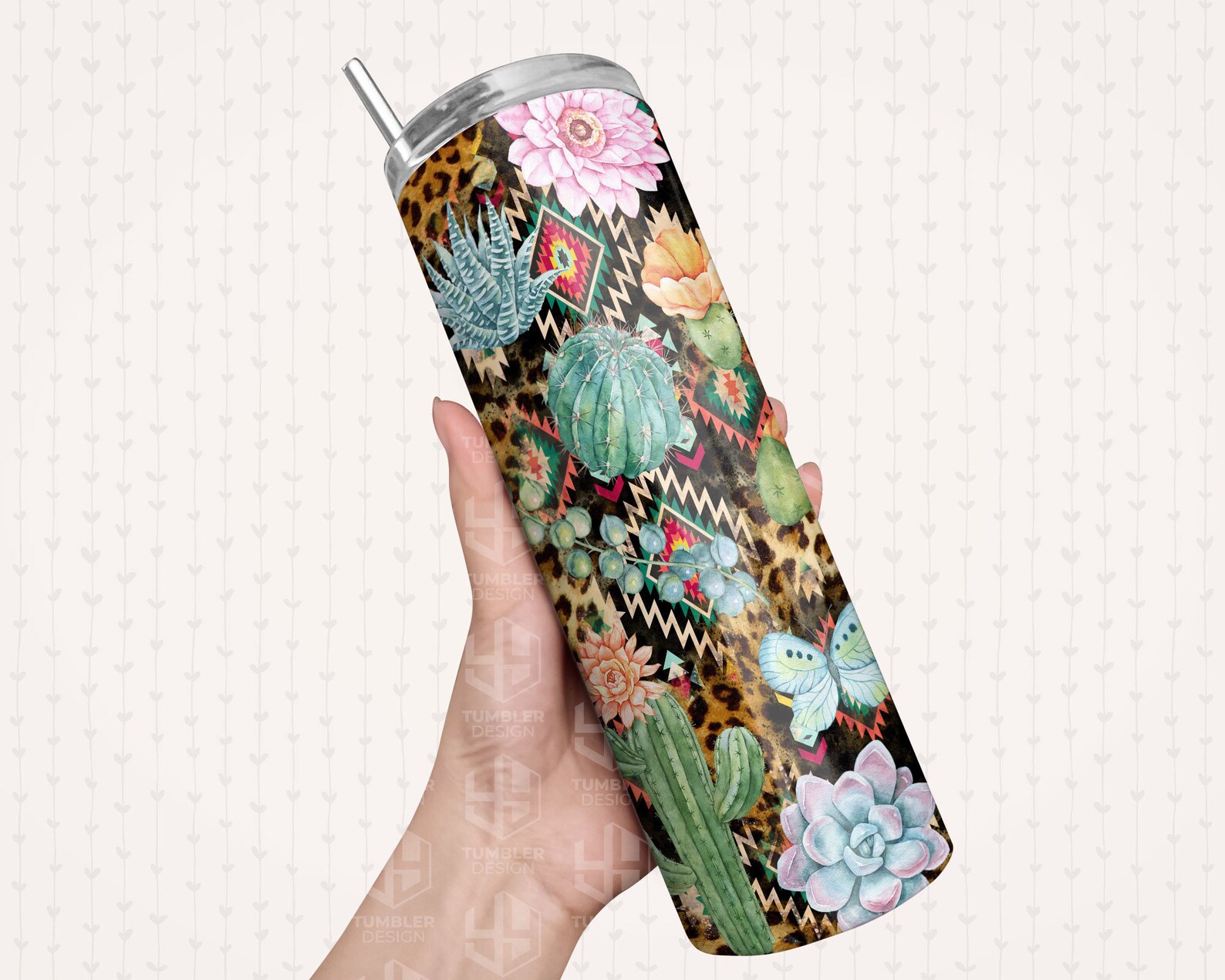 Leopard Succulent Tumbler Wrap Leopard Aztec Cactus - Etsy
