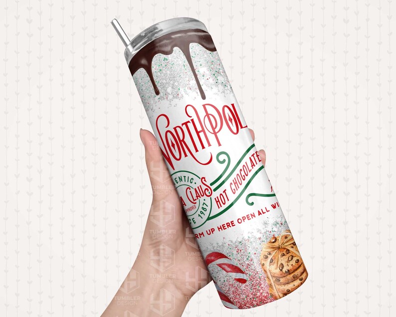 North Pole Hot Chocolate Drip Tumbler Wrap Christmas - Etsy