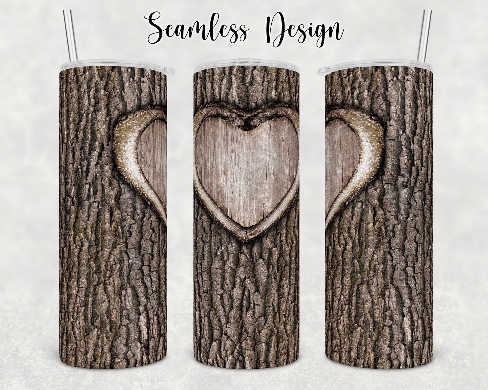 Heart Tree Carving Tumbler Wrap Valentine's Day | Etsy