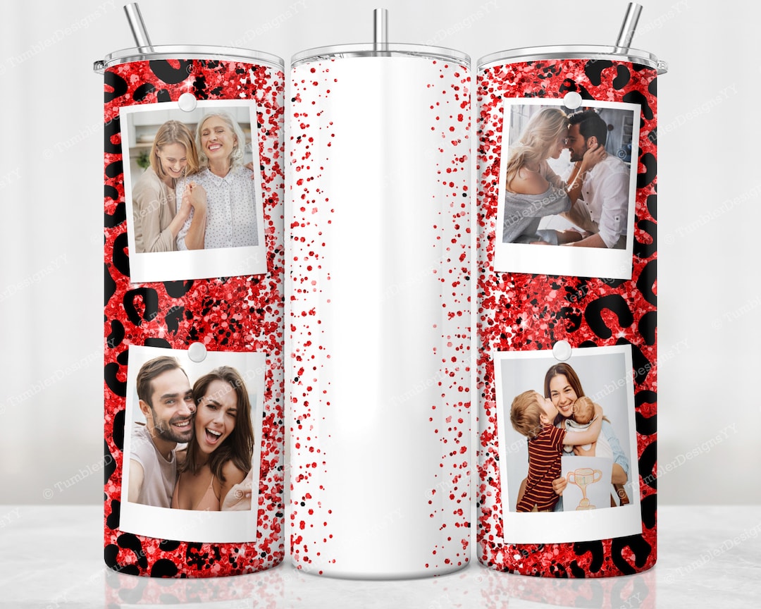 Red Glitter Photo Frame Tumbler Wrap, 20 Oz Skinny Cheetah Tumbler PNG ...