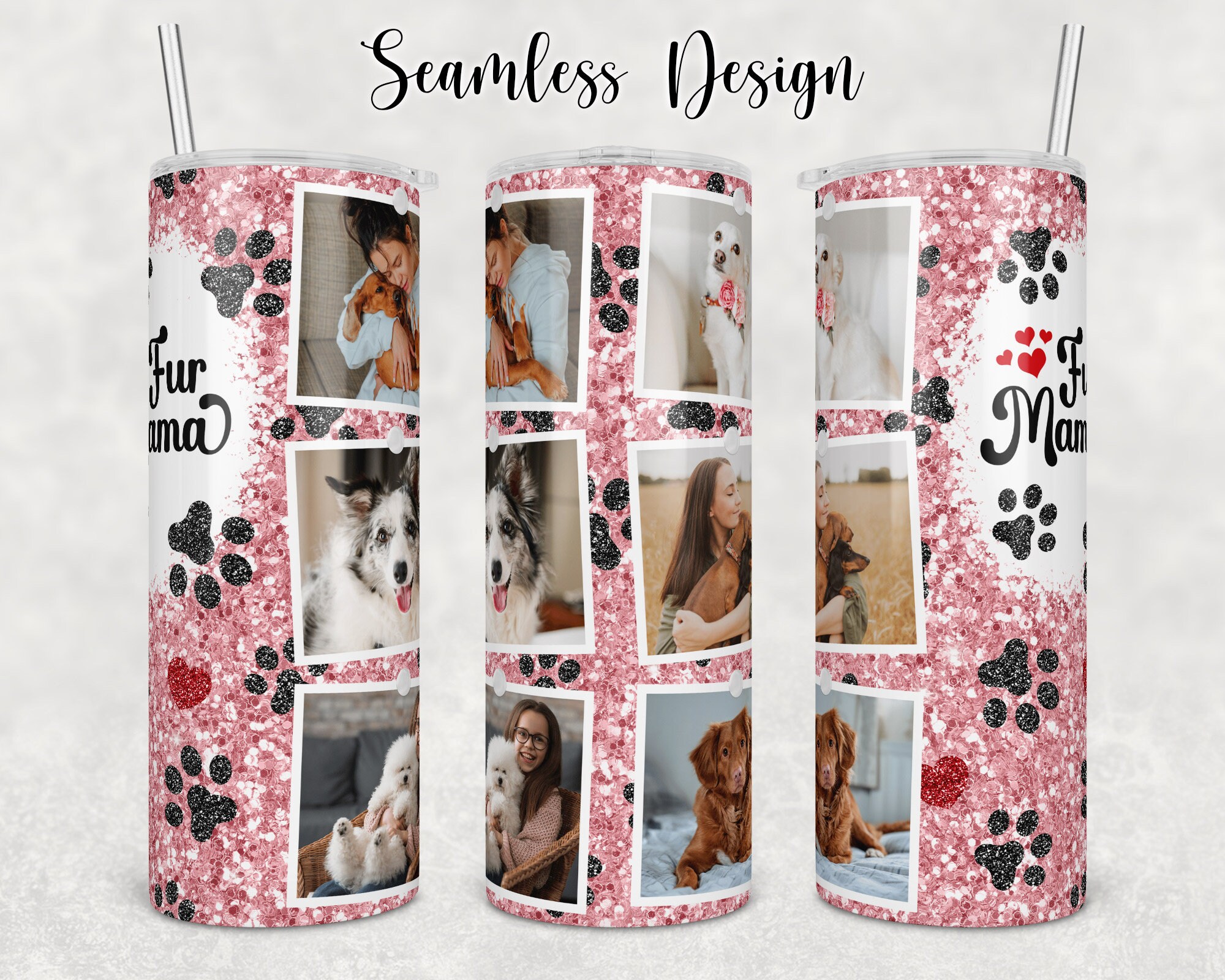 Fur Mama Photo Tumbler Wrap, Pink Dog Mom Sublimation Design, 20 Oz ...