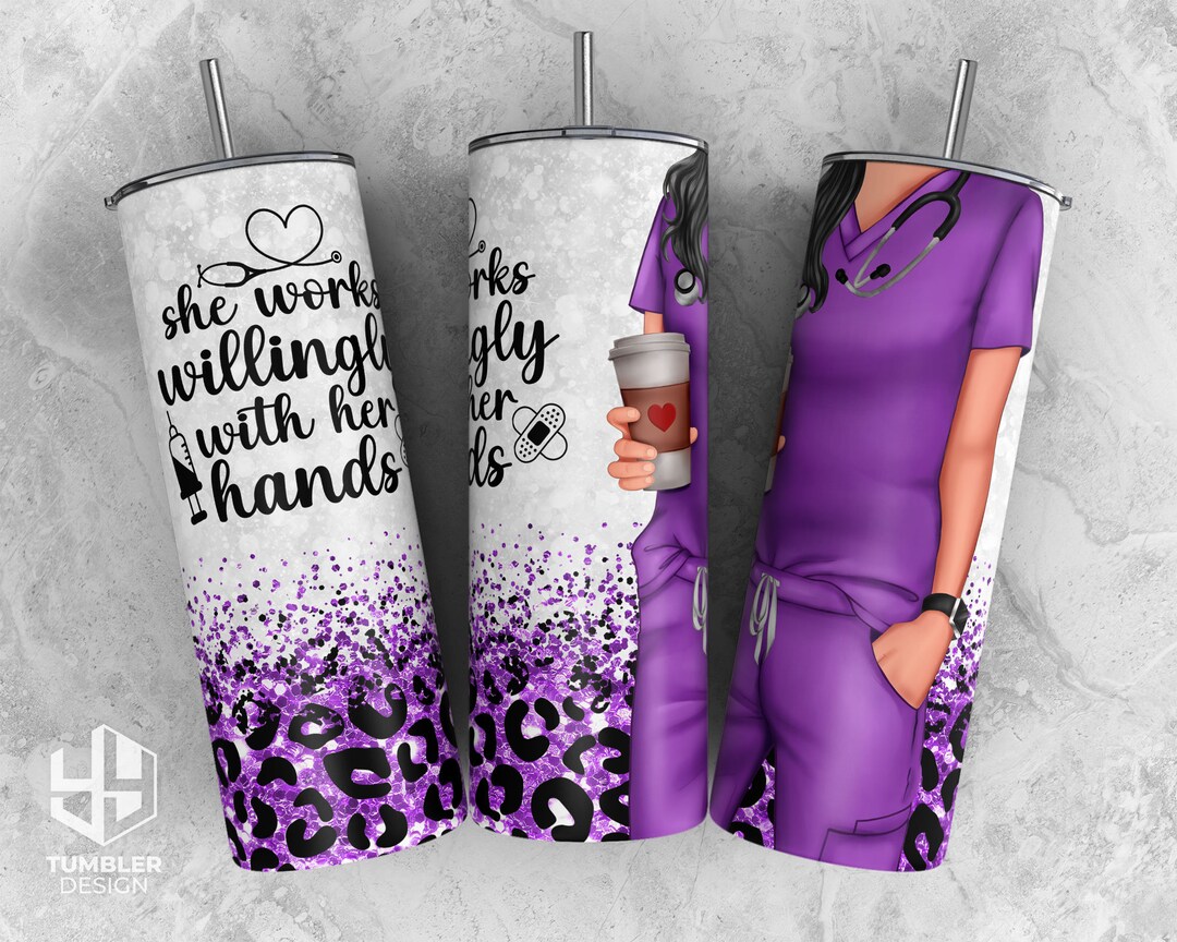 Purple Glitter Nurse Tumbler PNG Nurse Appreciation - Etsy