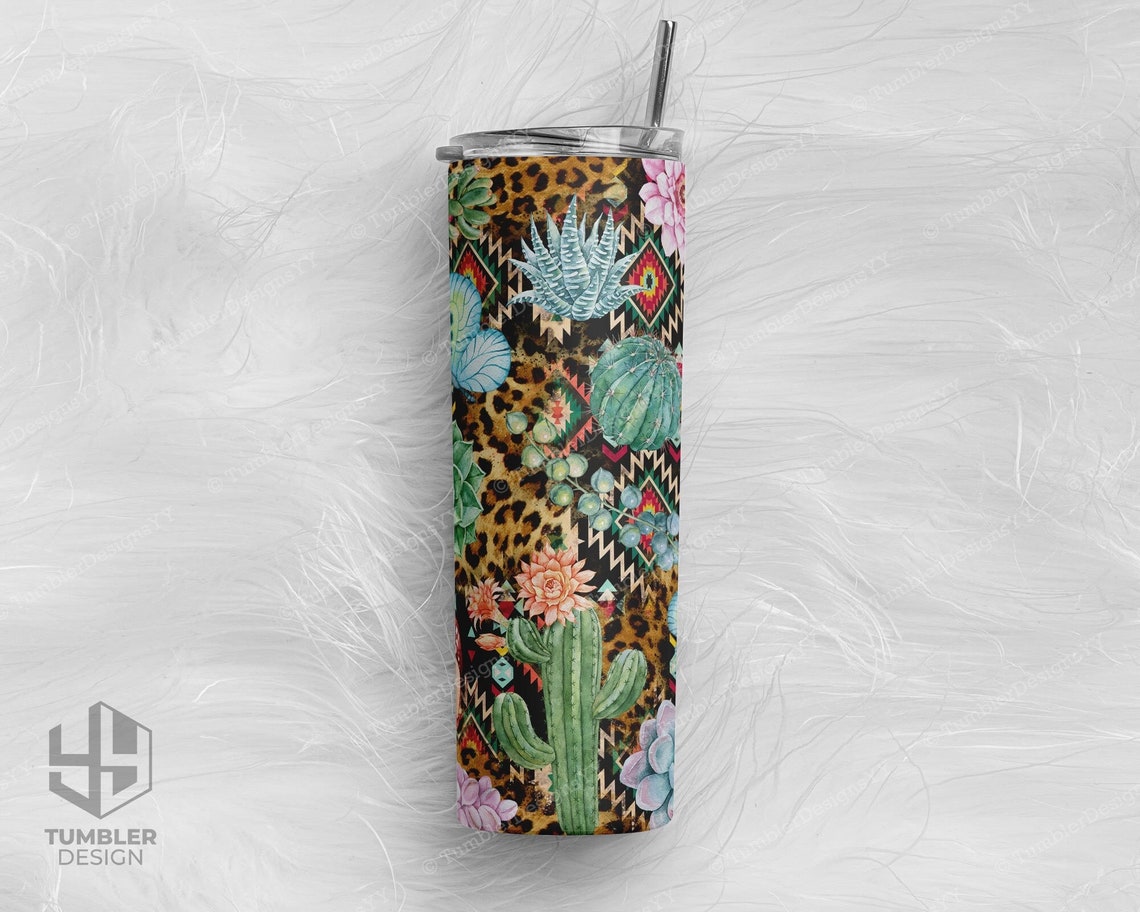 Leopard Succulent Tumbler Wrap Leopard Aztec Cactus - Etsy
