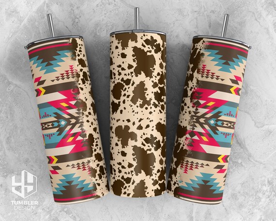 Cowhide Aztec Tumbler PNG Southwest Print Sublimation Design - Etsy