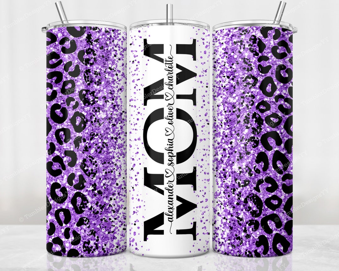Purple MOM Tumbler Wrap, Add Kids Names, Mother's Day Sublimation ...