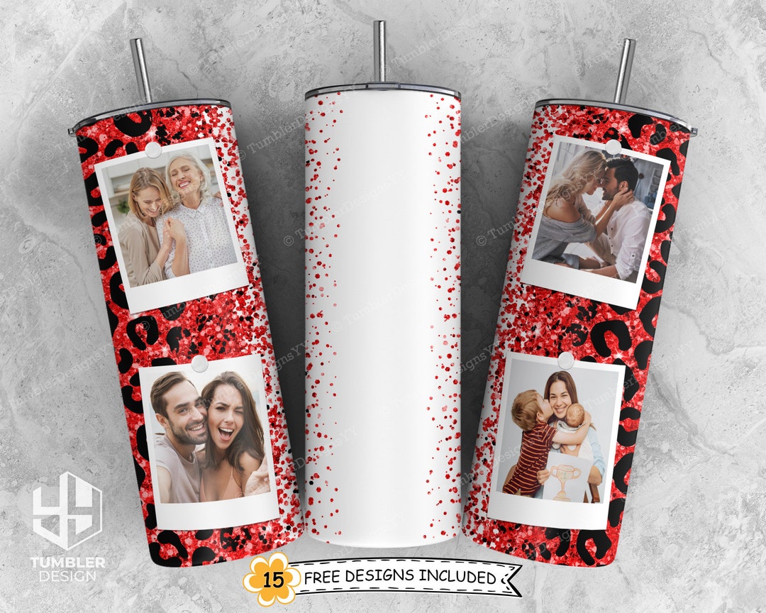 Red Glitter Photo Frame Tumbler Wrap 20 Oz Skinny Cheetah - Etsy