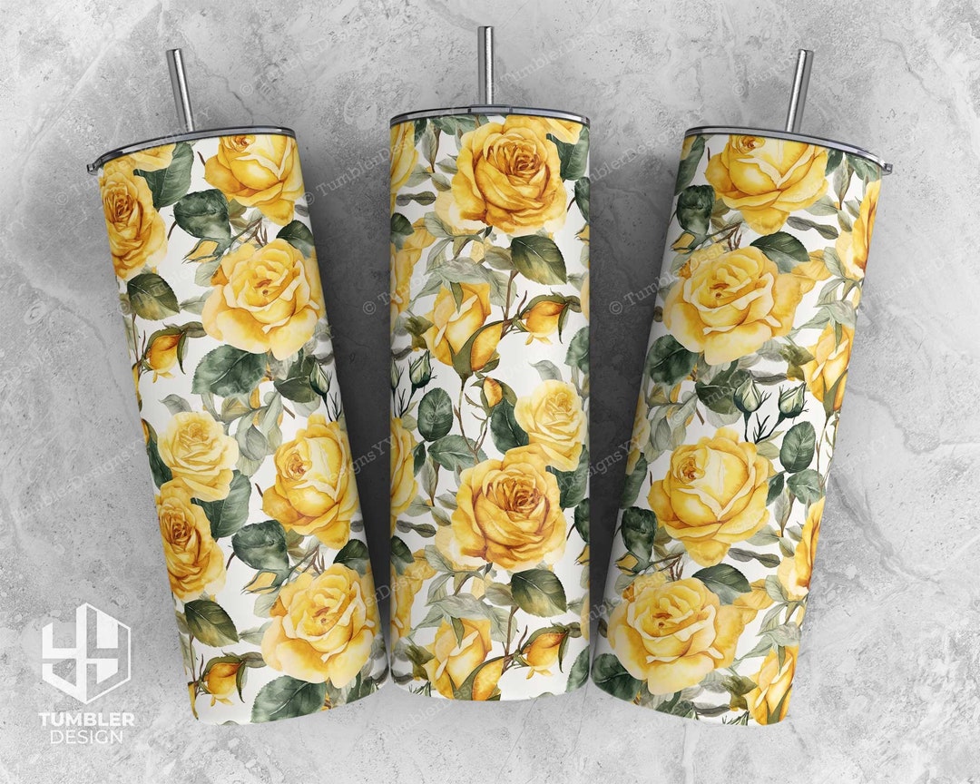 Yellow Roses Tumbler Wrap Sublimation Design 20 Oz Skinny - Etsy
